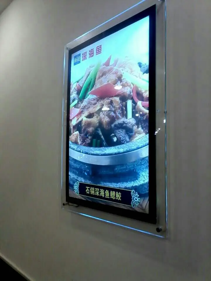 Edge-lit Acrylic Frame Restaurant Wall Mounted Menu Panels Slim Light ...