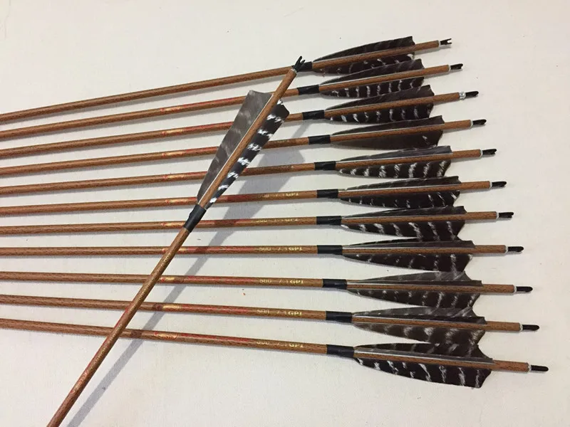 6pcs Archery Carbon Arrow Spine500 Id6.2mm 5"turkey Feather 125/150gr ...