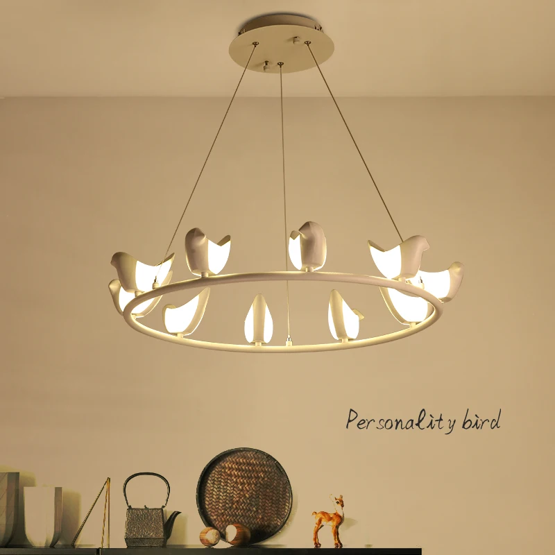 Modern LED chandelier ceiling nordic bird lighting fixtures living room ...