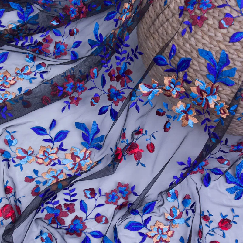 New high end diy net yarn embroidery lace fabrics Small broken flower ...