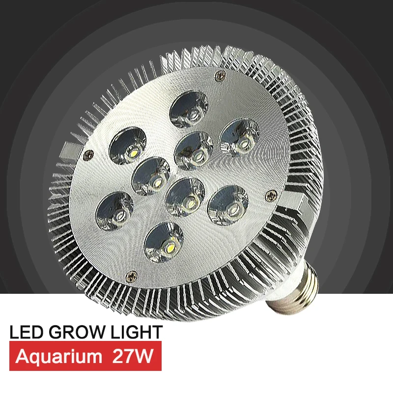 E27 27W LED Aquarium Light Cold White Blue Fish Tank Coral Reef ...