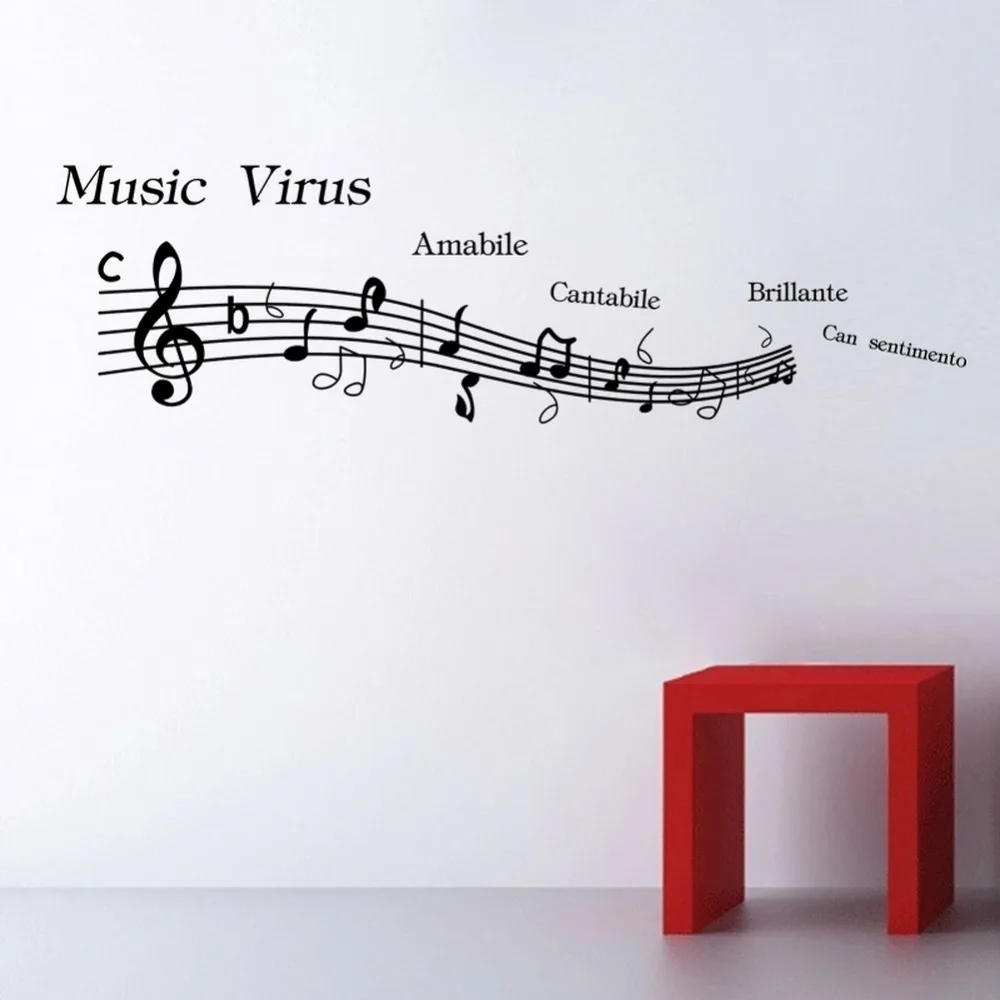 New Styles Black Music Notes Wall Stickers Quotes Heaven Wallpaper ...