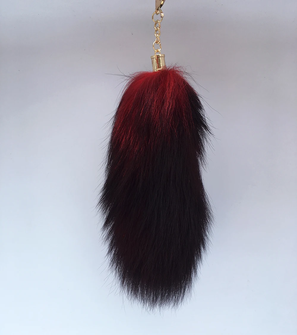 Fox tail keychain 18cm Red Color Fur New Fashion Real Fur keychain ...