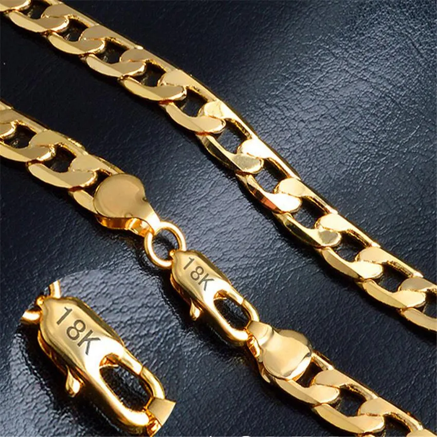 Gold Chain Rough Necklace Hot Long Necklace Fashion Jewelry 18 K 4 6 8 10mm 50cm 20inch Men Chain Necklace Wholesale Necklace AliExpress