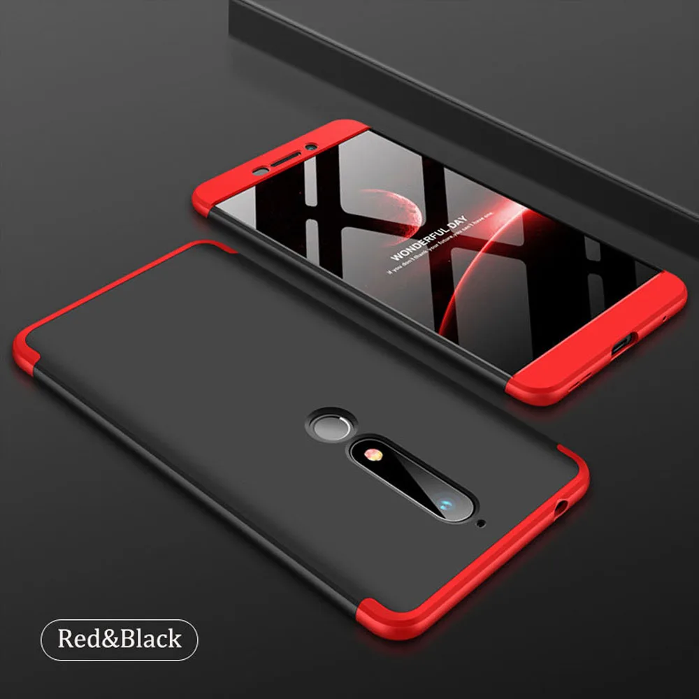 For Nokia 6 2018 3in1 Full Body Protective Armor Case With Tempered