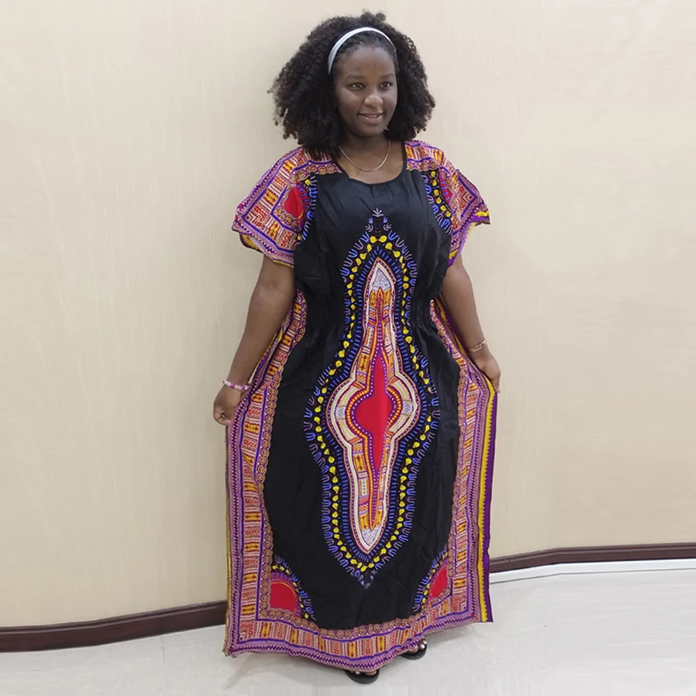 100% Cotton Dashikiage Lady Dashiki Dress African Traditional Print ...