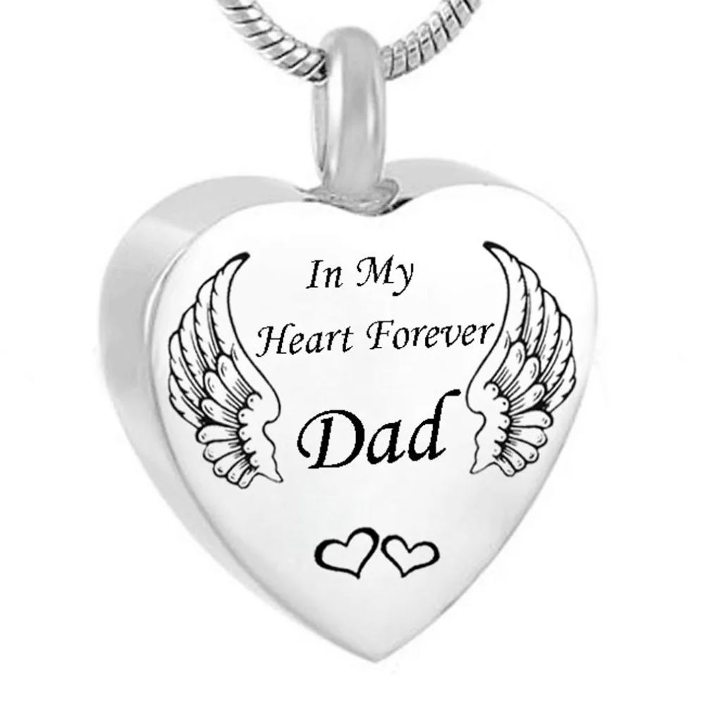 In My Heart Forever Dad And Mom Cremation Urn Necklace For Ashes Heart