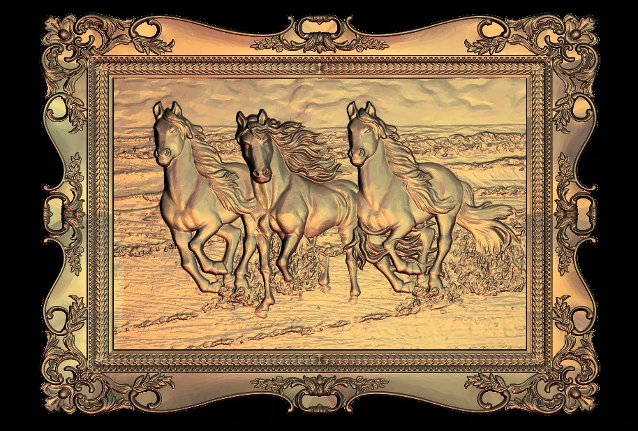 Sculpture Art & Collectibles 3D carving Running Horse Wooden Carving ...