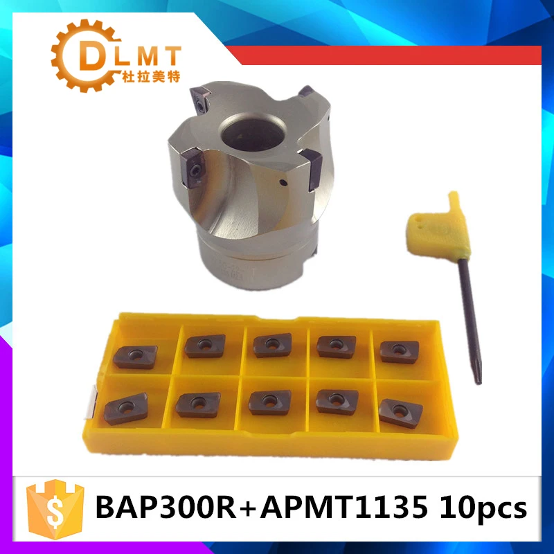 Hot Sale Bap300r 50 22 4f Flute Face End Mill Flat Cutter 10pcs Apmt1604 Carbide Inserts Apmt