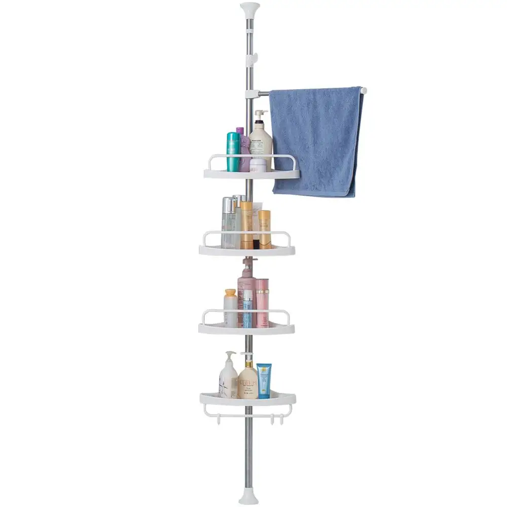 BAOYOUNI-4-Tiers-Adjustable-Bathroom-Shower-Corner-Rack-Tension-Pole ...