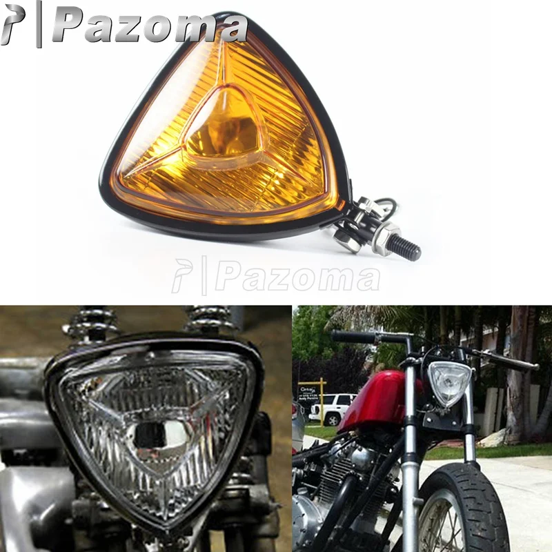 Motorcycle Headlight Steel Waterproof Custom Headlamp H3 Bulb Triangle ...