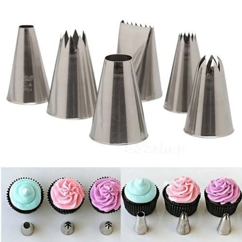 Aliexpress Buy 6Pcs Set Different Style Cake Icing Piping Nozzles Aliexpress Buy 6Pcs Set Different Style Cake Icing Piping Nozzles