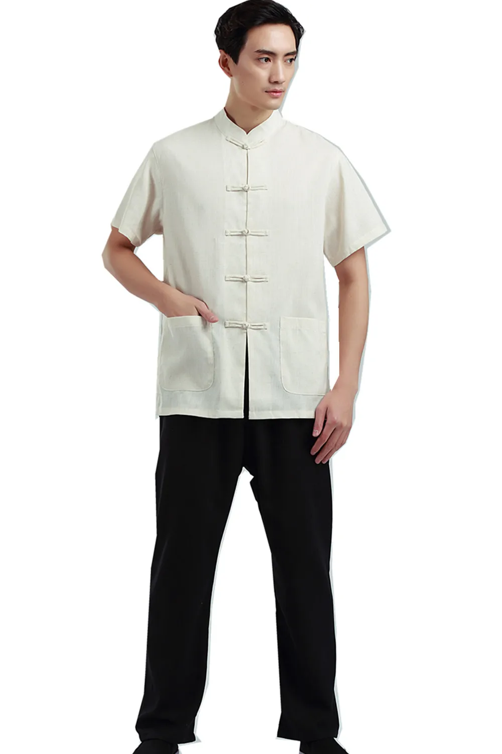 Shanghai Story Men's Chinese Vintage Linen Clothing Set Short Sleeve ...