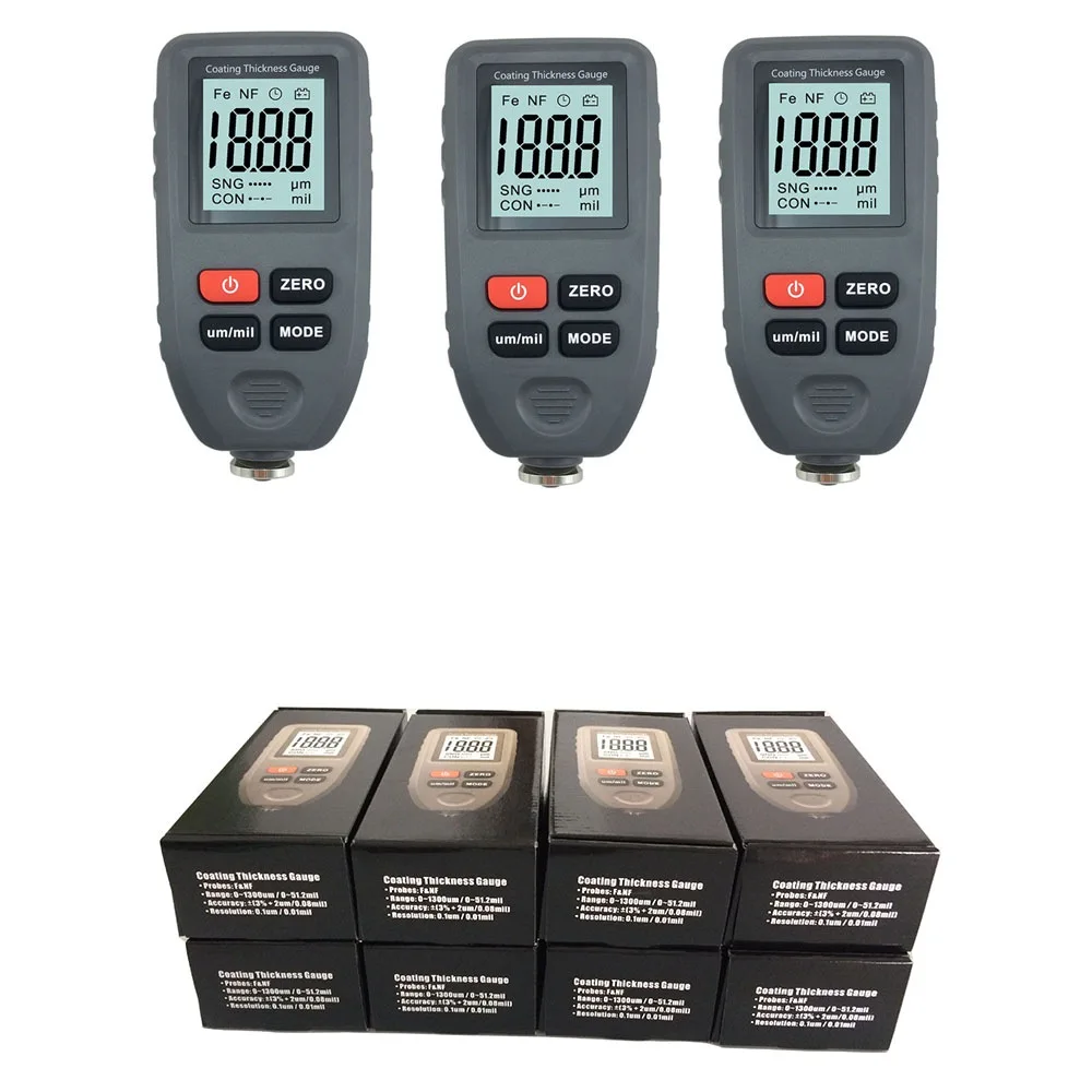 Digital Coating Thickness Gauge Fe/NFe 0-1300um Car Paint Film Auto 0 ...