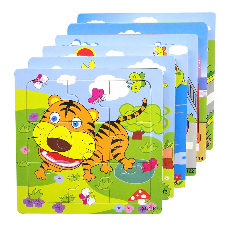 9 Pieces Wooden Intelligence Manga Jigsaw Cartoon Puzzle For Children ...