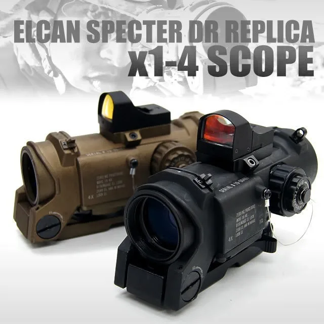 Elcan Specter 1X 4X Red Illuminated Scope With Reflex auto red dot ...