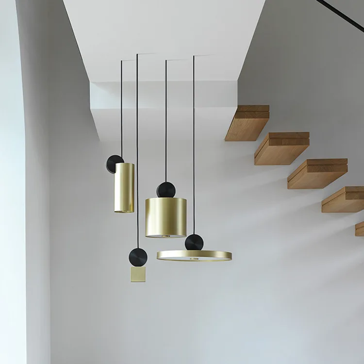 Post Modern Golden Black Vertical Pendant Light Lamp Upright Led ...