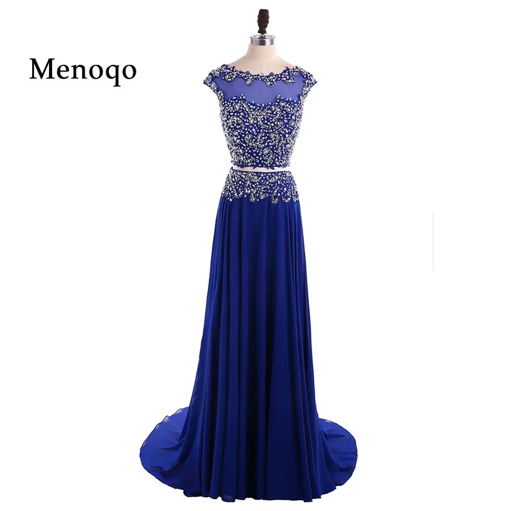 A Line 2018 Formal 2 Pieces Prom Dresses robe de bal Floor Length ...