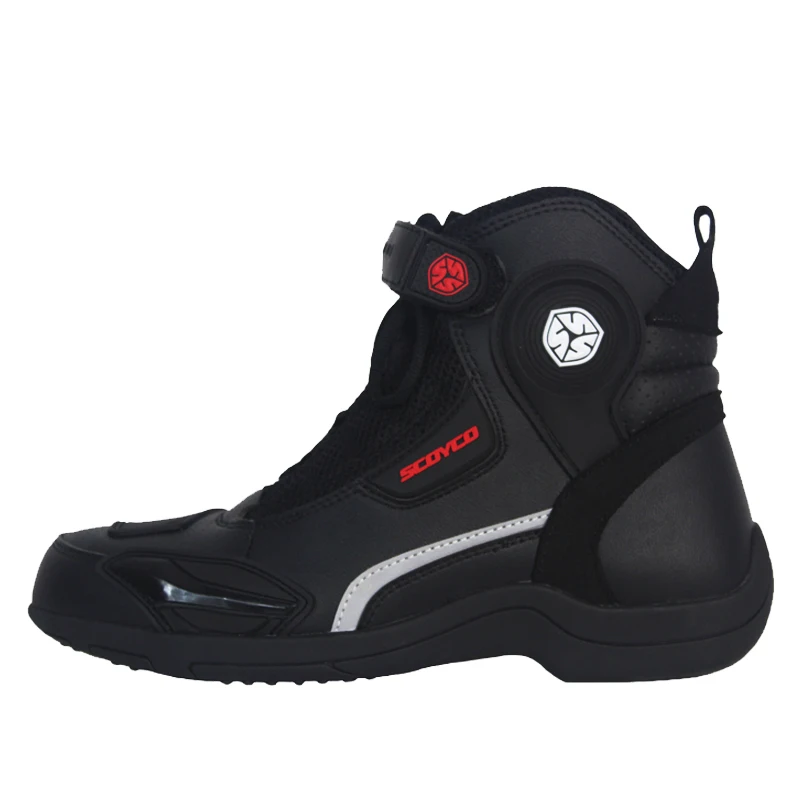 SCOYCO T-015 Moto Racing faux Leather Motorcycle Boots Shoes Motorbike ...
