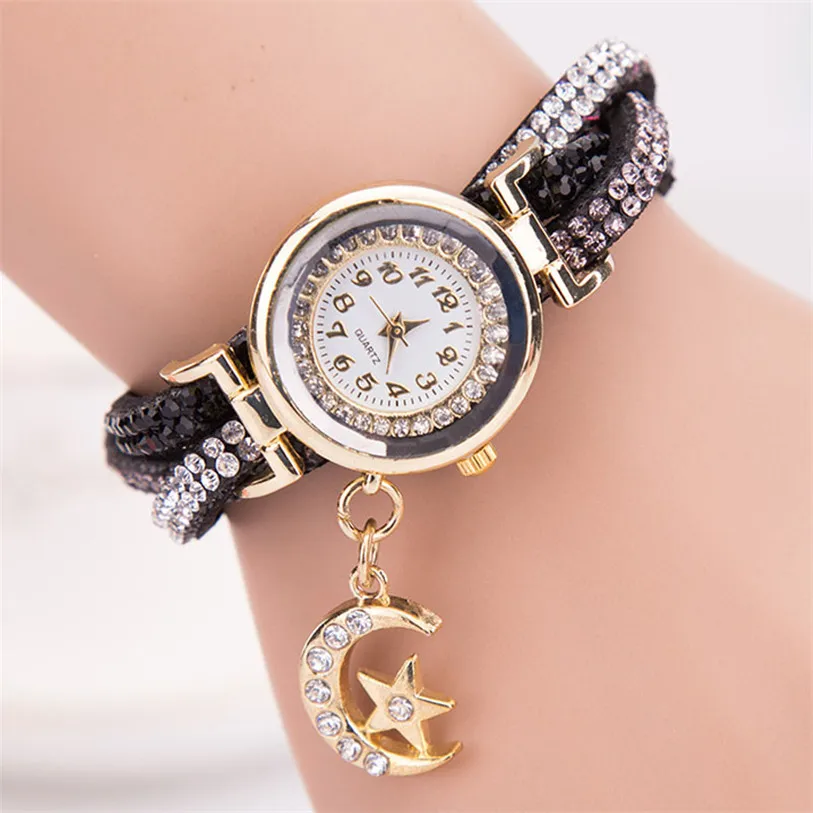 Superior Women Crystal Band Wave Bracelet Dial Quartz Analog Wrap Wrist ...
