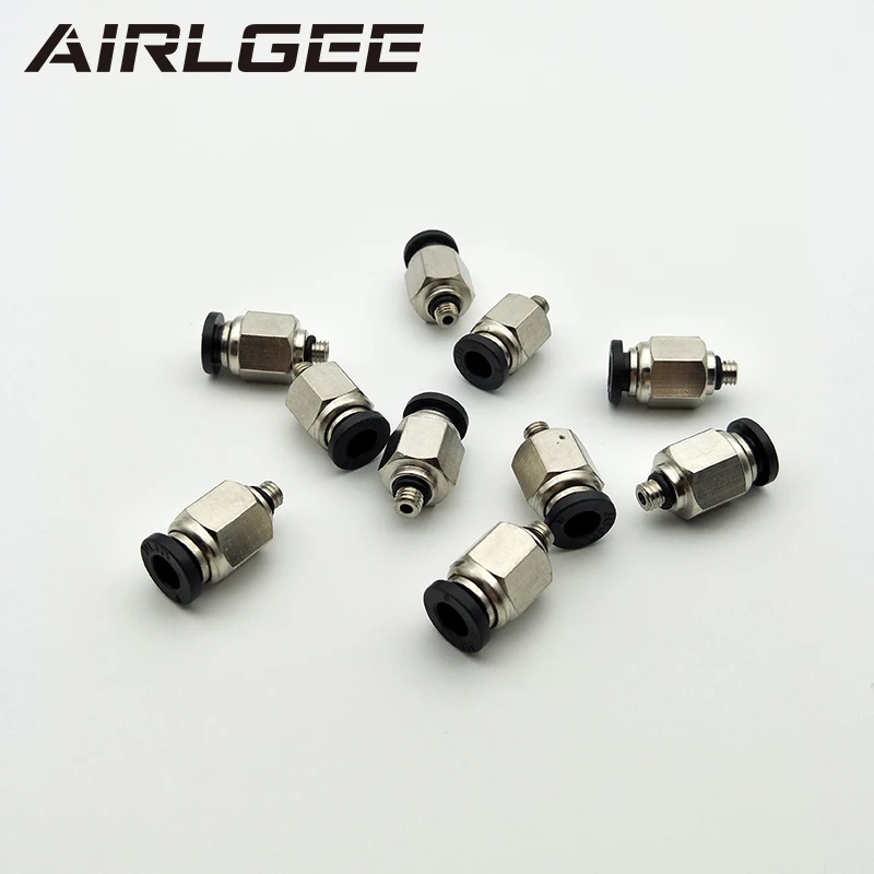 10pcs Black 6mm Pneumatic Air Tube Connector 5mm Thread Quick Fittings ...
