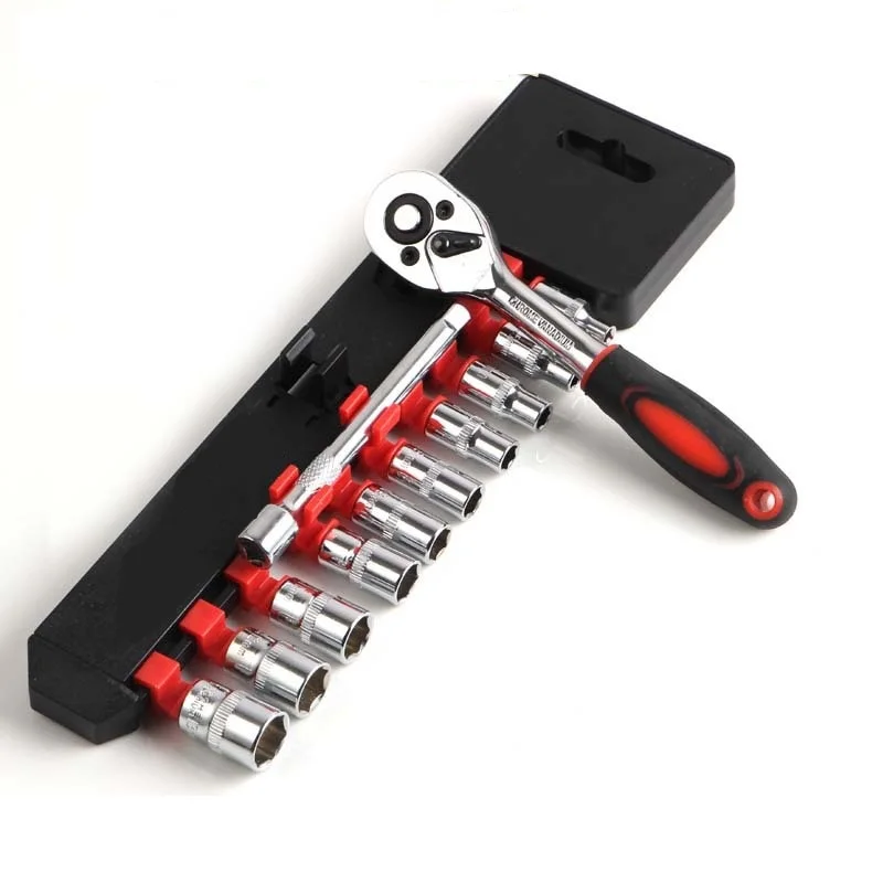 Chrome vanadium Steel Socket Wrench Set 12 pcs of 1/4" Sockets Ratchet ...