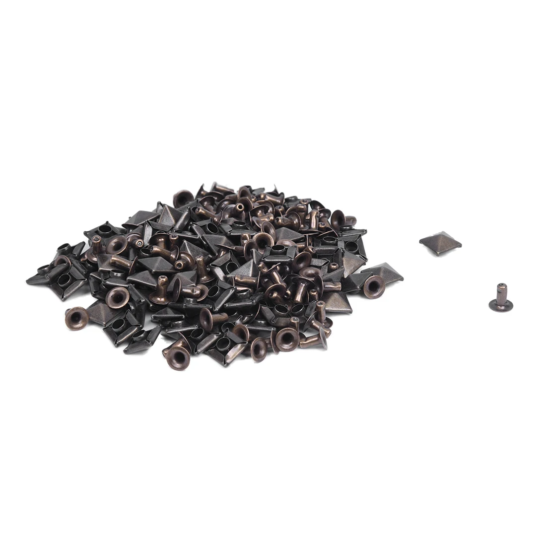 DSHA Hot Sale 100 Set Bronze Square Pyramid Spike Rivet Studs Spots ...