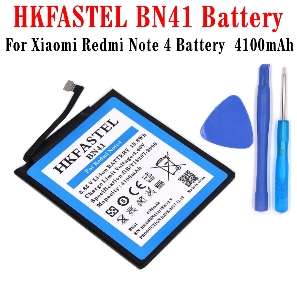 HKFASTEL BN41 battery For Xiaomi Redmi Note 4 New original mobile phone ...