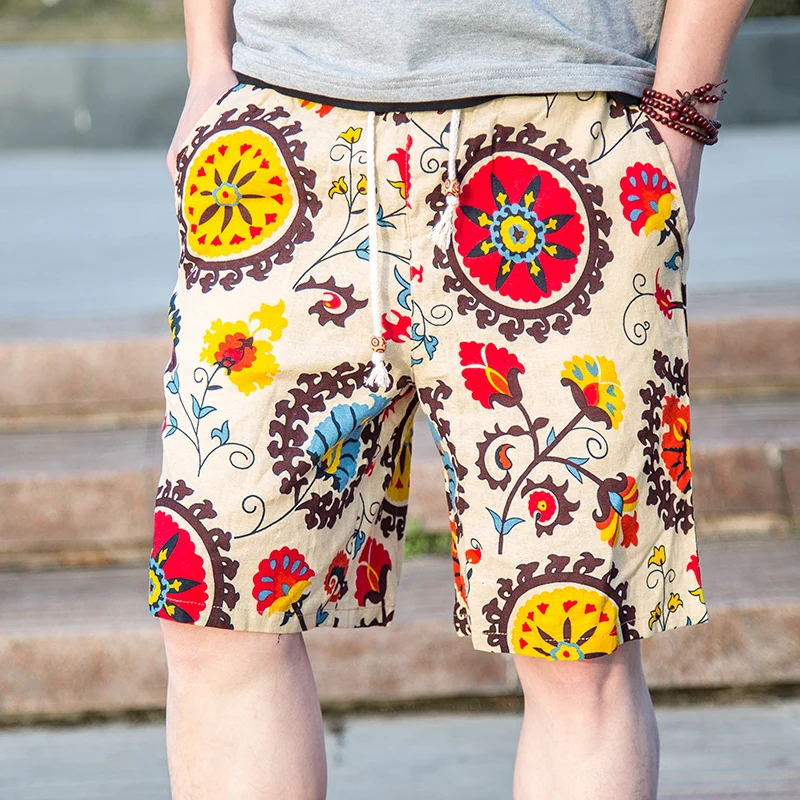 2015 Summer New Classic Flower Print Design Men's Shorts Men Casual ...