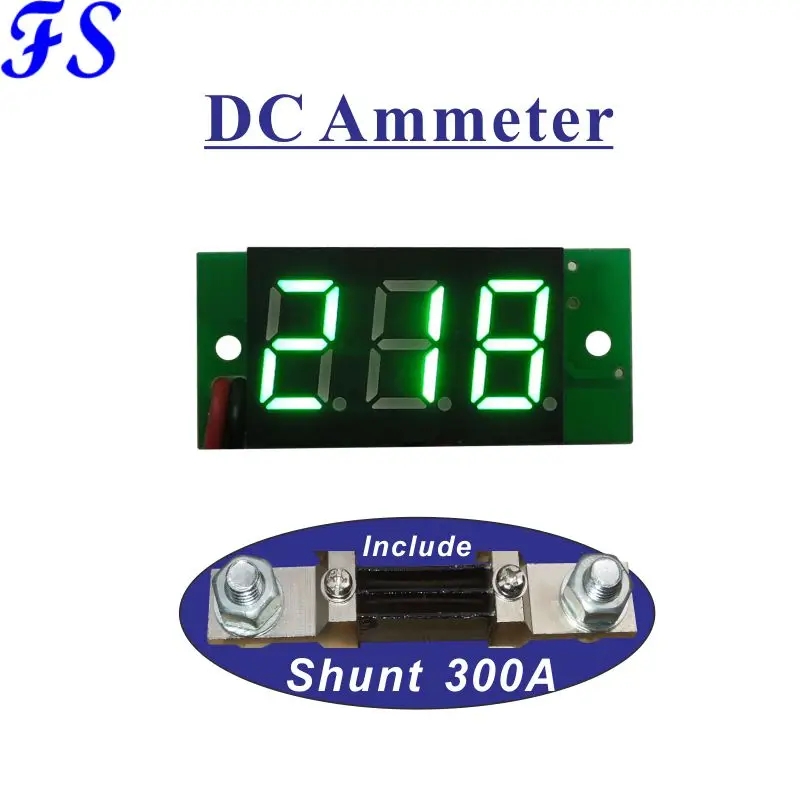 Amperímetro com shunt 300a 75mv led 0.36 "testador de ampere digital ...