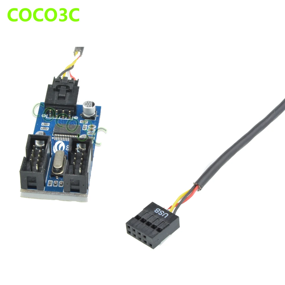 9pin USB header Male 1 to 2 Female Extension Cable Card Motherboard 9 ...