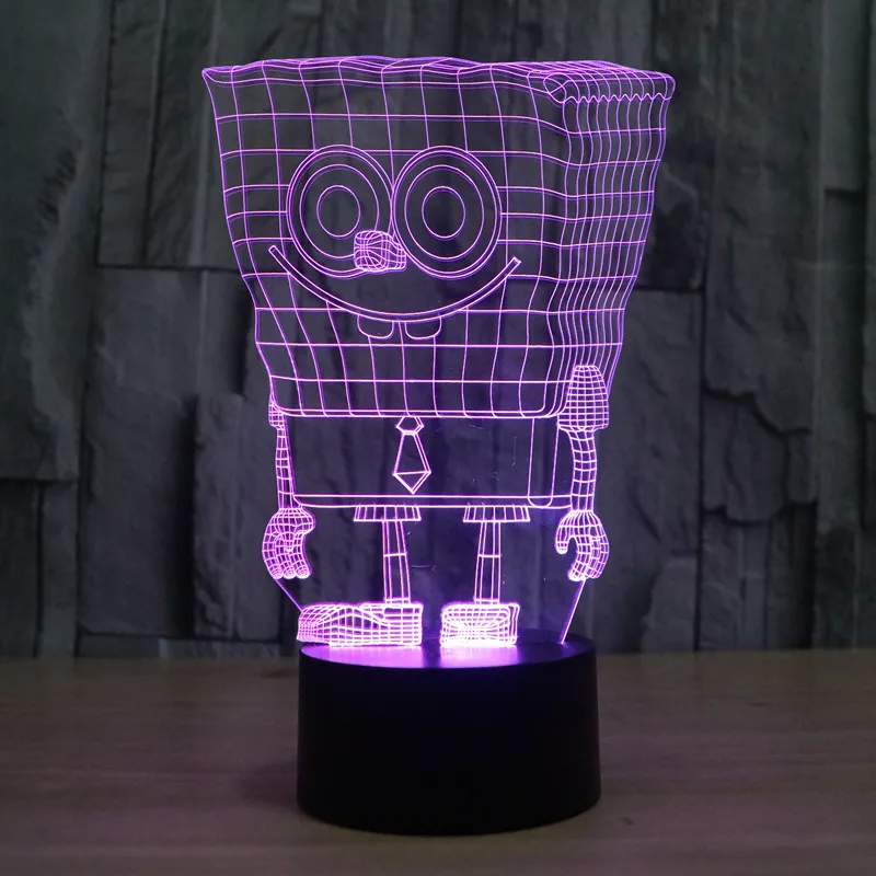colorful 3D lights SpongeBob SquarePants LED Vision Stereo lamp ...
