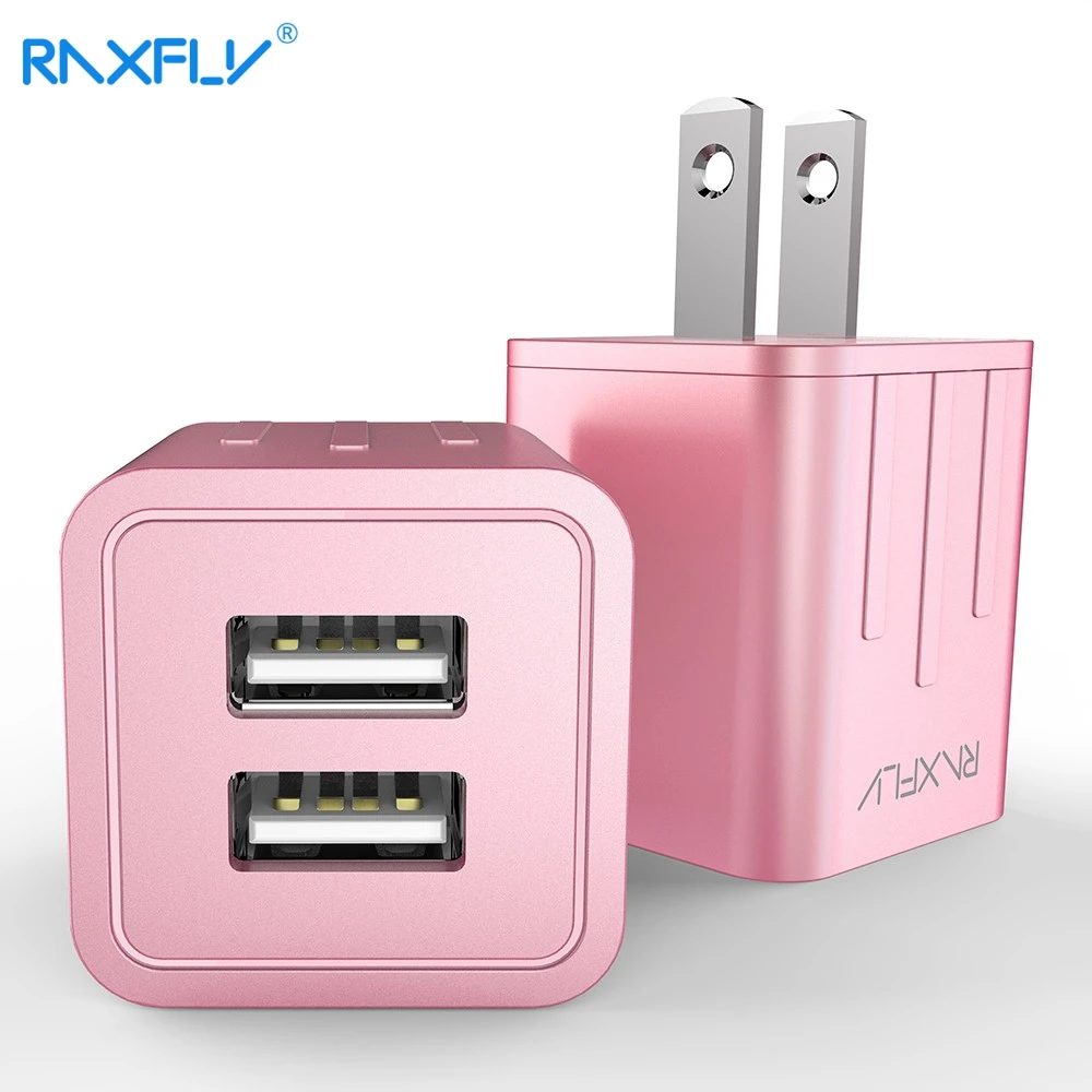 [ US Adapter Plug ] , RAXFLY 5V 2.1A Cute Lady Pink Dual USB Charger ...