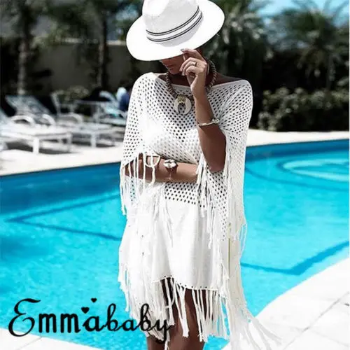 Tassels Beach Cover Up Beach Dress Fish Net Bikini Cover Ups Women ...