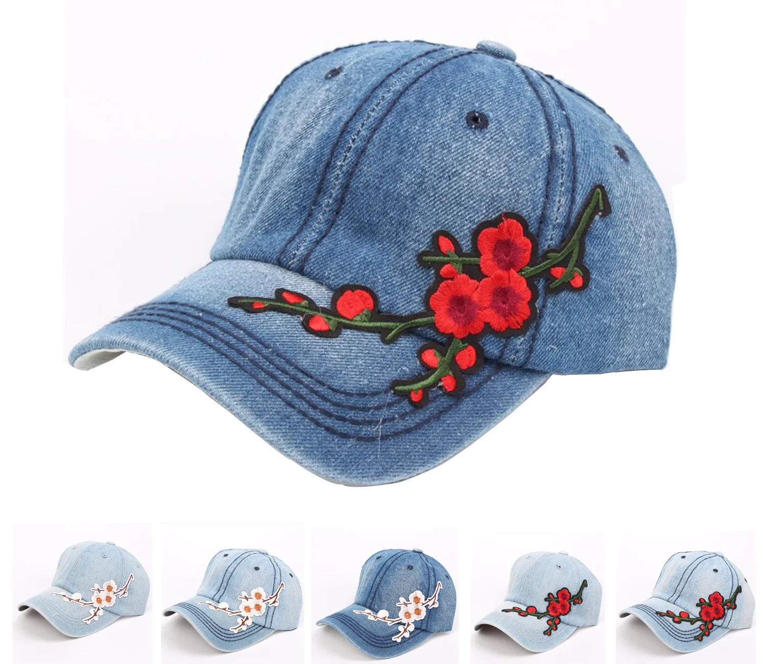 fashion men and women street demin baseball dad hats with applique ...