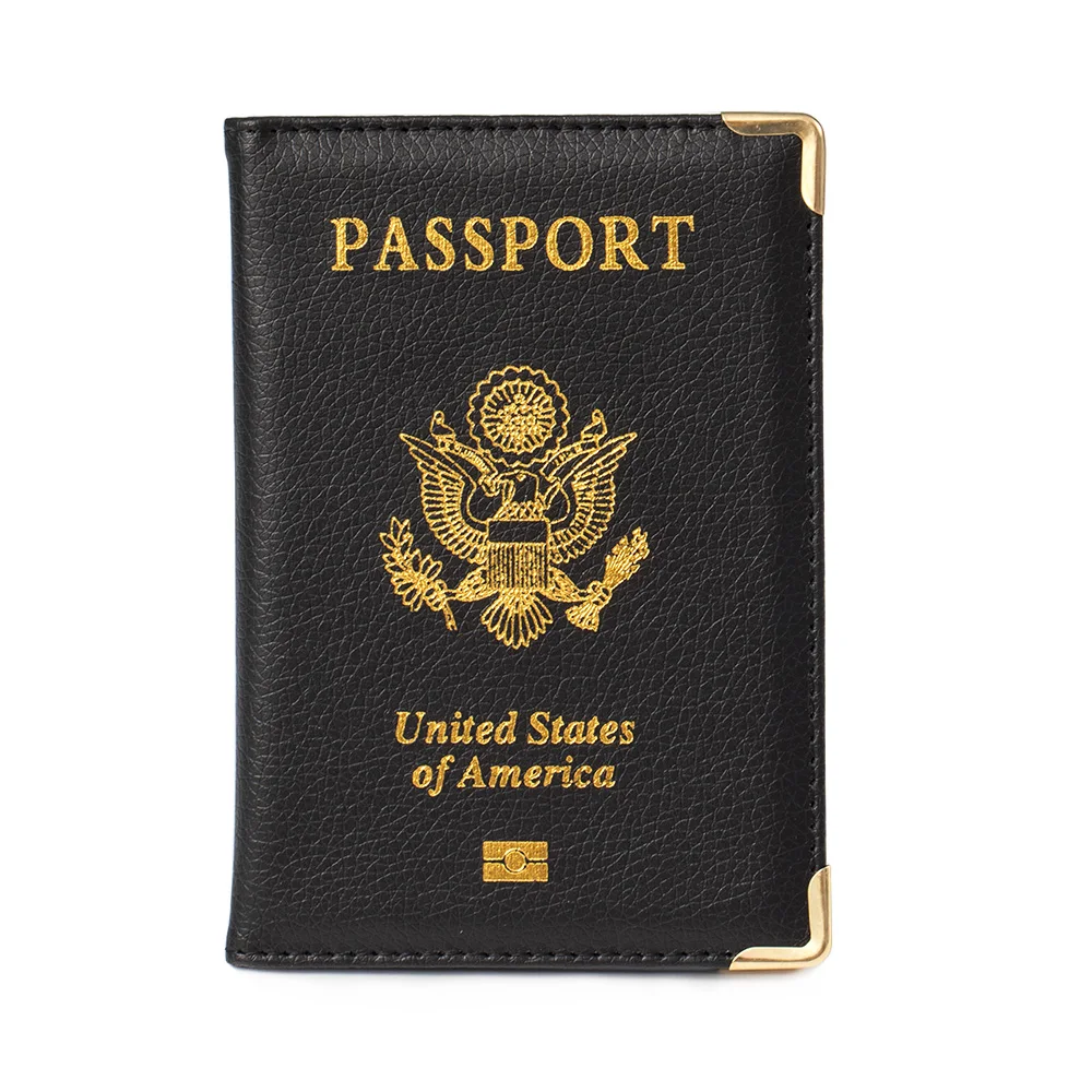 Metal Edge American Passport Cover Pink Usa Women Passport Holder Travel Pu Leather Girls
