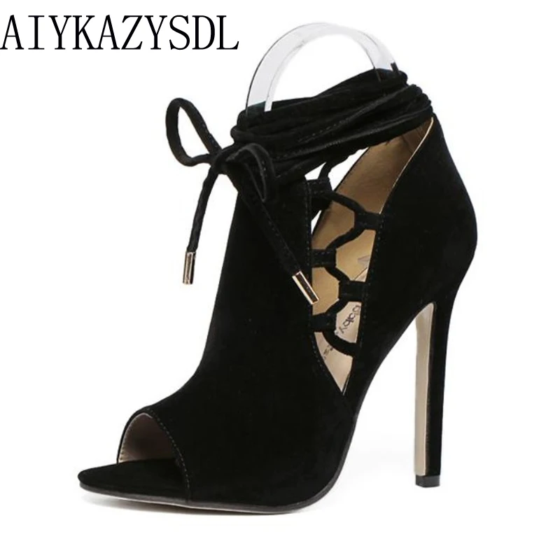 Aiykazysdl Zapatos Mujer Ribbon Open Toe Ankle Boots Spring Summer ...