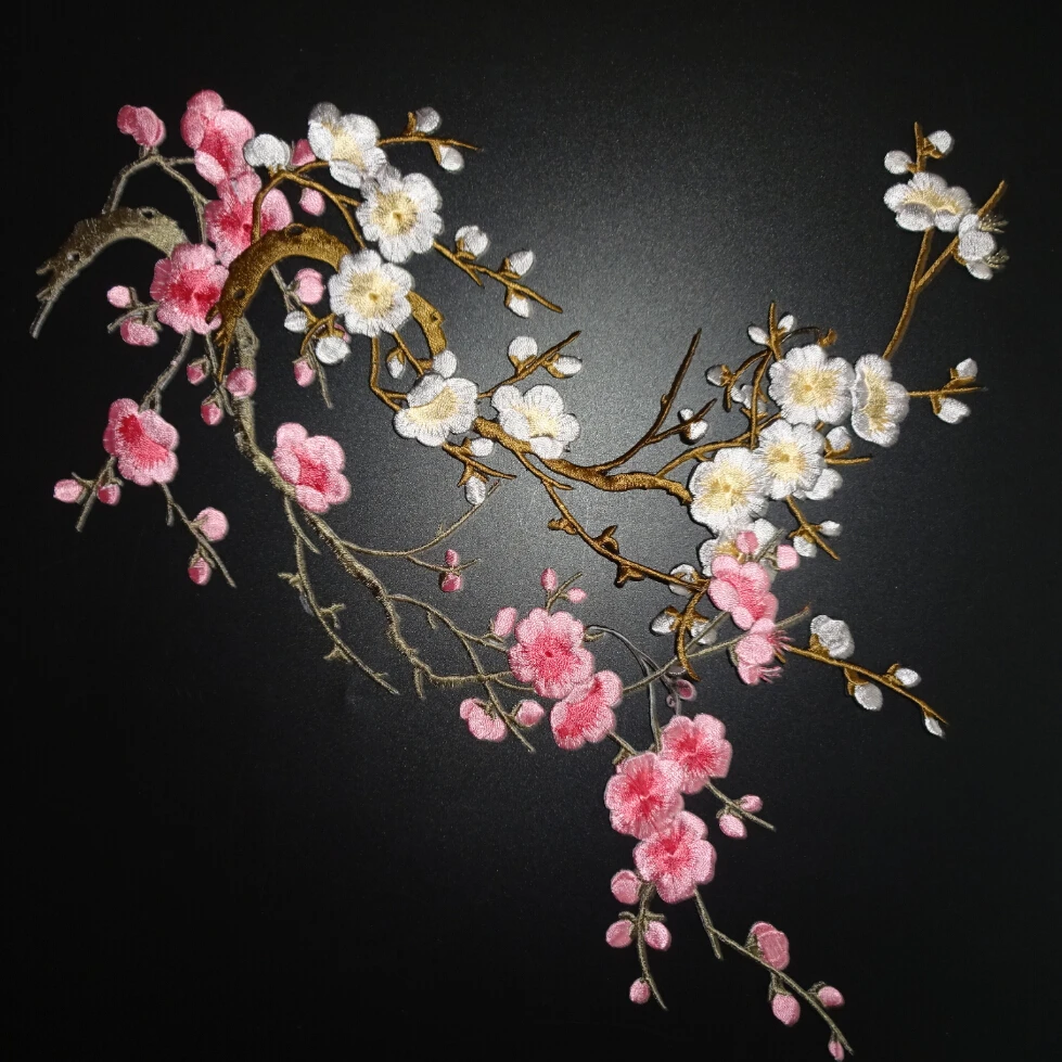 2pcs Plum Blossom Flower Applique Clothing Embroidery Patch Fabric ...