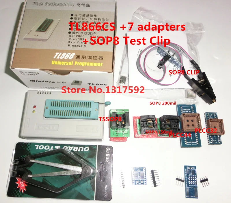 Inglês mini pro v6.5 tl866cs programador usb universal + 7 pcs ...