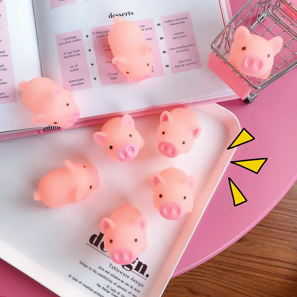 5pcs Mini Prank Pink Pig Toy Squishy Toy Squeeze Cartoon Soft anti ...