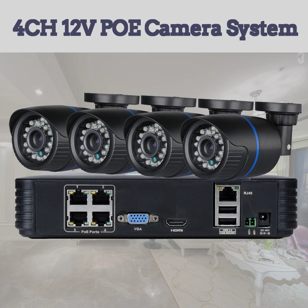 Hamrolte POE NVR Camera System 13V 4CH POE NVR 720P POE Camera POE NVR ...