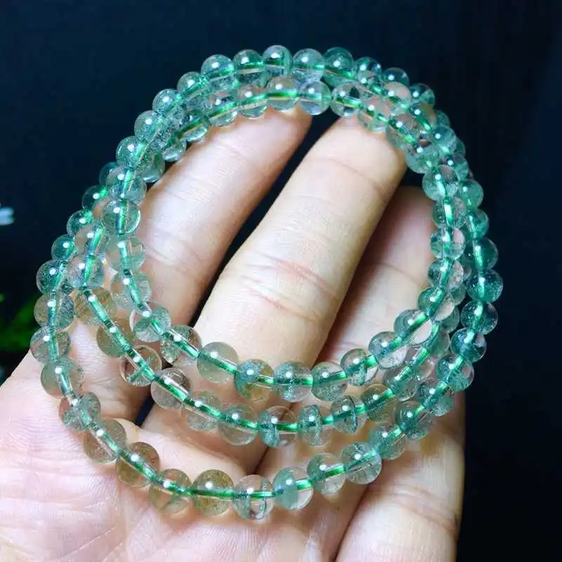 Natural Green Phantom Ghost Quartz Crystal Gemstone Bracelet 6.2 5.8mm ...