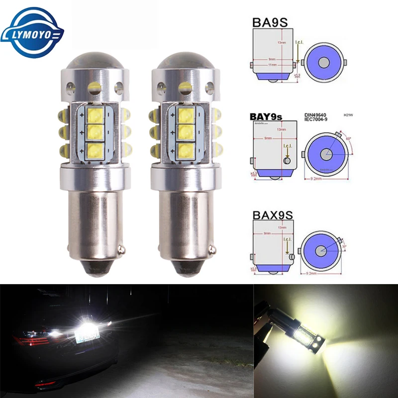 Lymoyo 2pc Ba9s H6w Bax9s Bay9s 80w H21w Led With Highlight Chip Car Signal Light Reverse Width ...