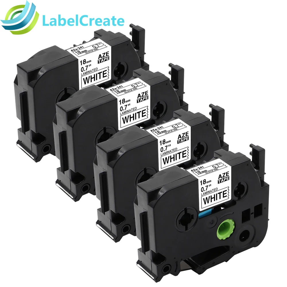 4 Pack Compatible Brother TZe 241 TZe241 P touch Label Tape 18mm 3/4 ...