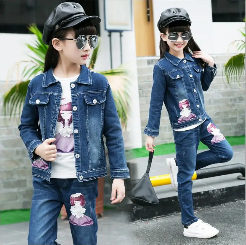 Girls Fashion Jeans Set Children Spring and Autumn Princess Jackets ...