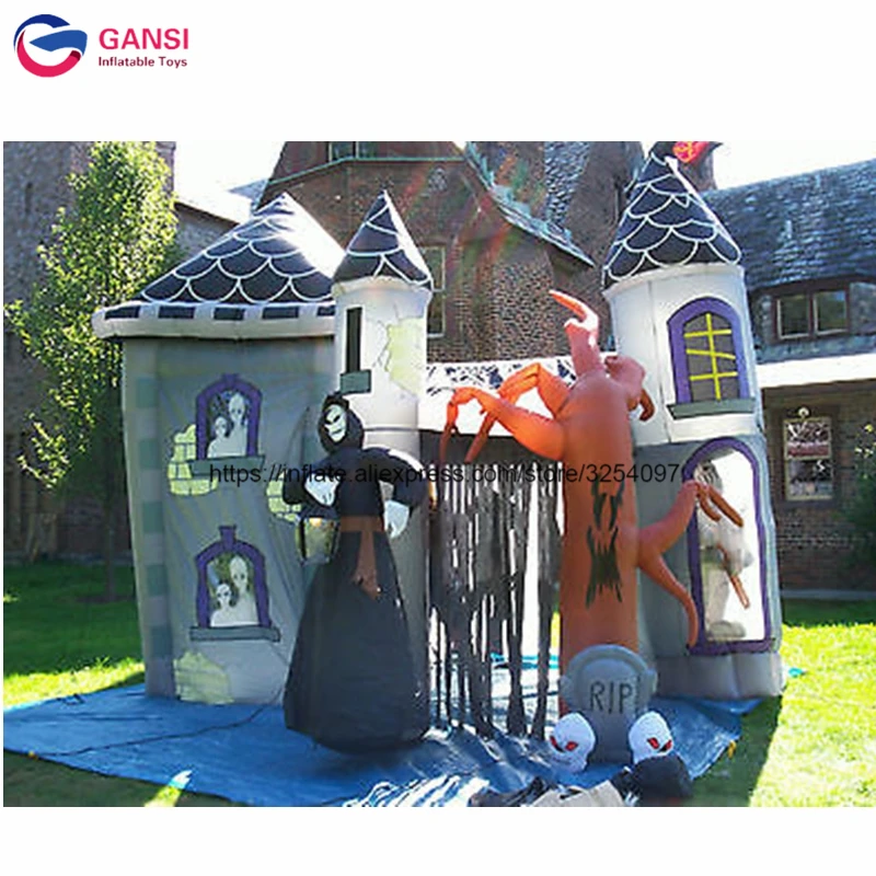 3.7x2.7m yard decoration inflatable haunted house ,oxford cloth haunted ...