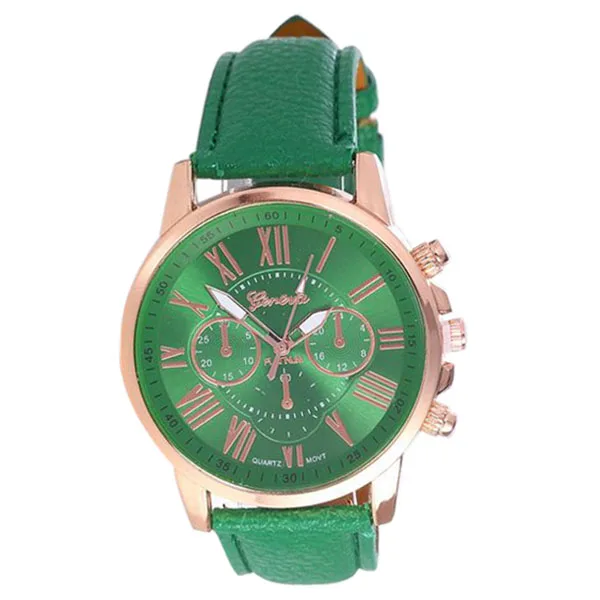 YCYS GENEVA Fashion Roman numerals Six pin dial quartz Watch Hot Green ...