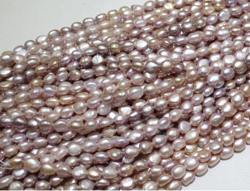 Wholesale Real Pearl Bead 8 10mm 15'' Light Purple Natural Freshwater ...