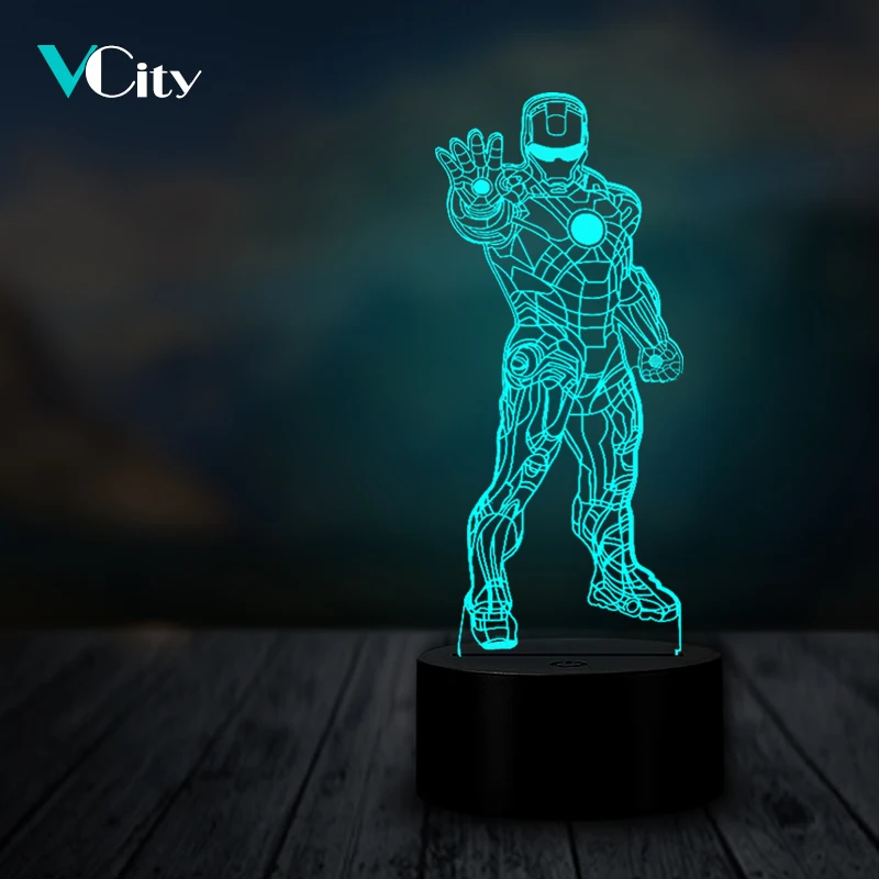 VCity Marvel Iron Man 3D Night Light LED Bedroom Lighting Multicolor ...
