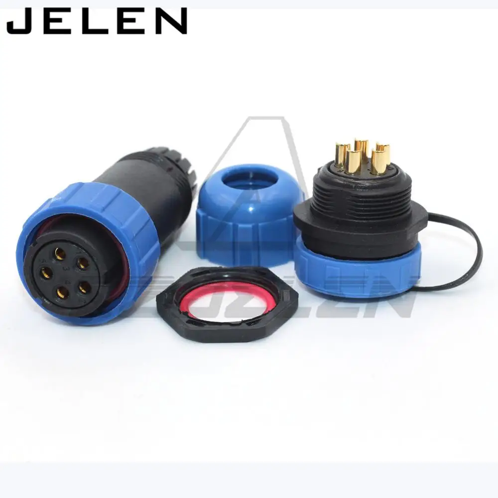 Sp21 Waterproof Power Cable Wire Connector 5 Pin Plug Socket Ip68 ...